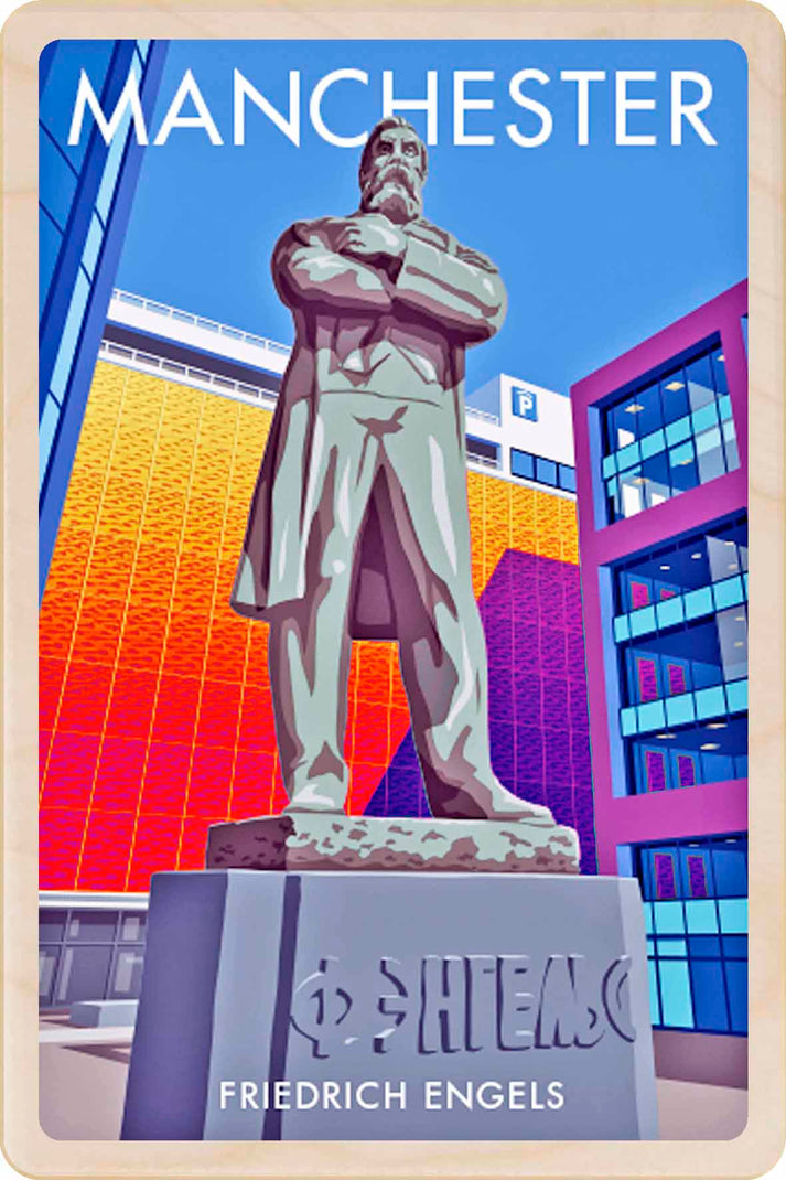 Manchester Engels Wooden Postcard by Stephen Millership - The Wooden ...
